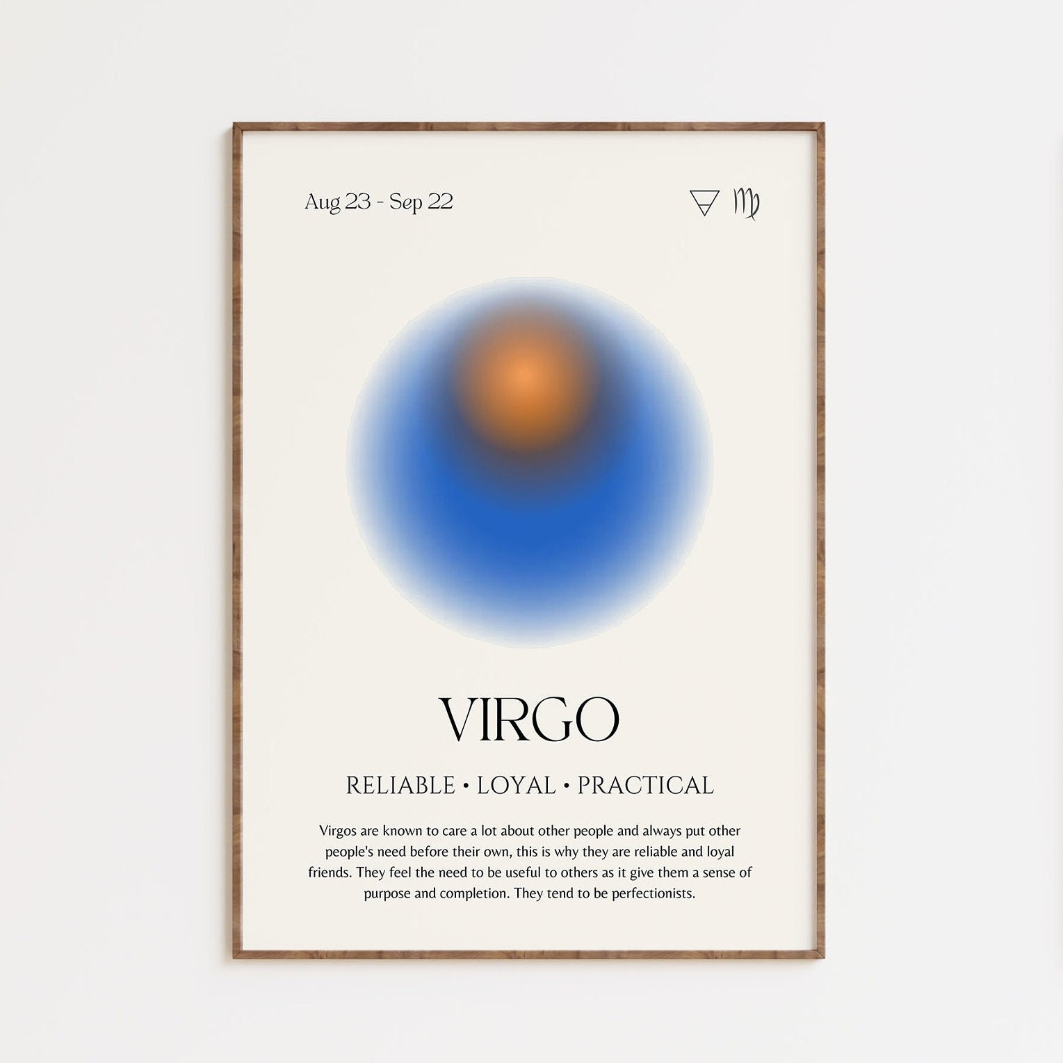Virgo Zodiac Sign Gift Poster, Gradient Aura Virgo Wall Art, Zodiac ...
