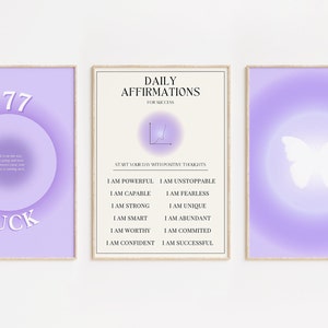 Purple Aura Poster Set of 3 Affirmation Print 777 Angel Number Poster ...