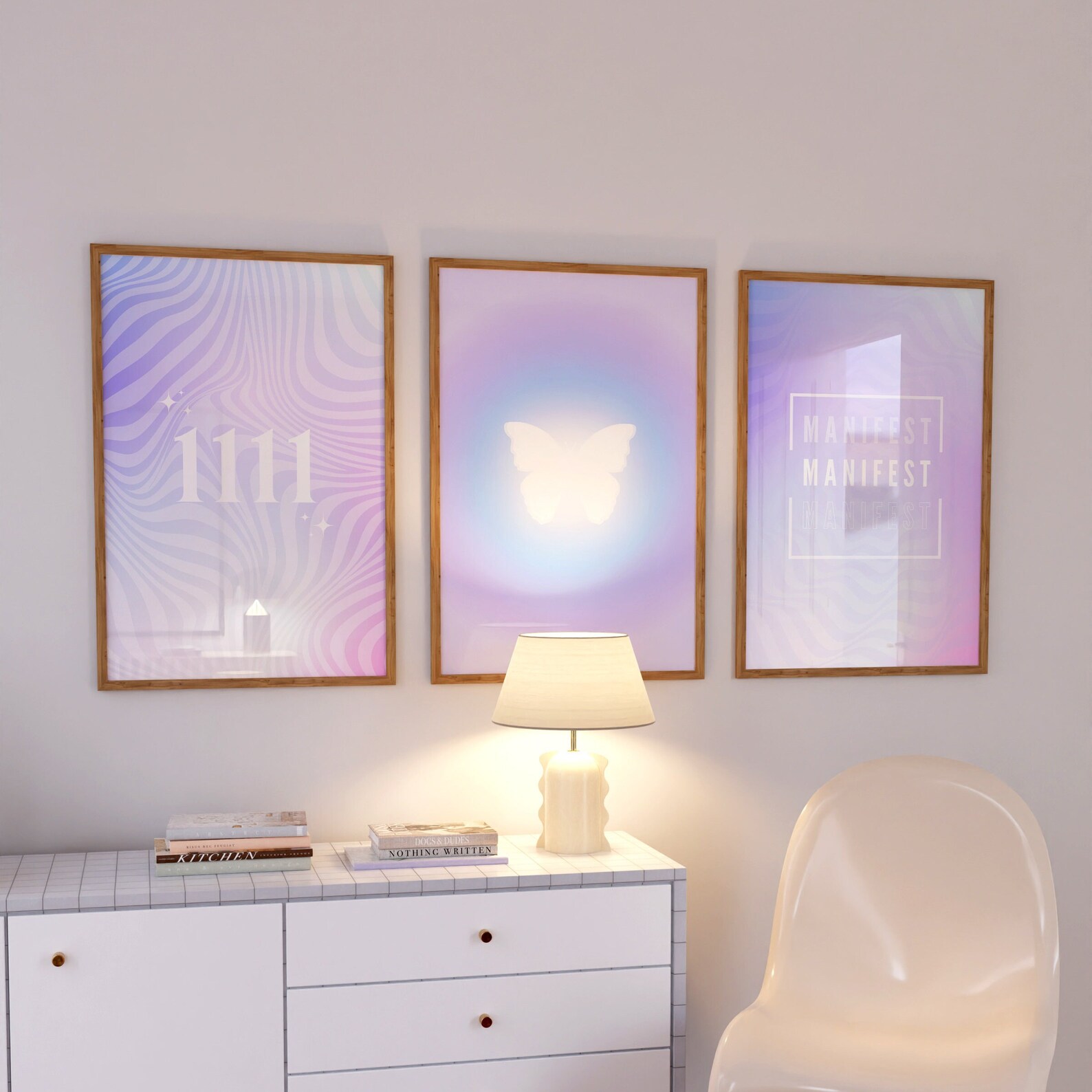 Butterfly Aura Set of 3 Posters Positive Affirmation Retro Gradient ...
