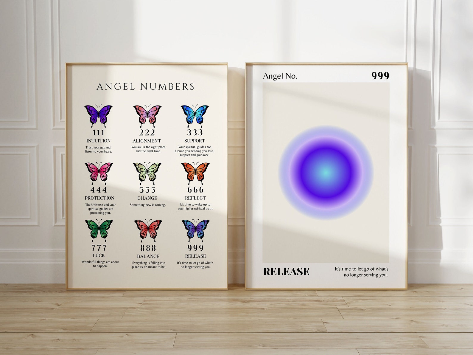Angel Number Gradient Aura Poster, Numerology Gift, Butterfly Angel ...