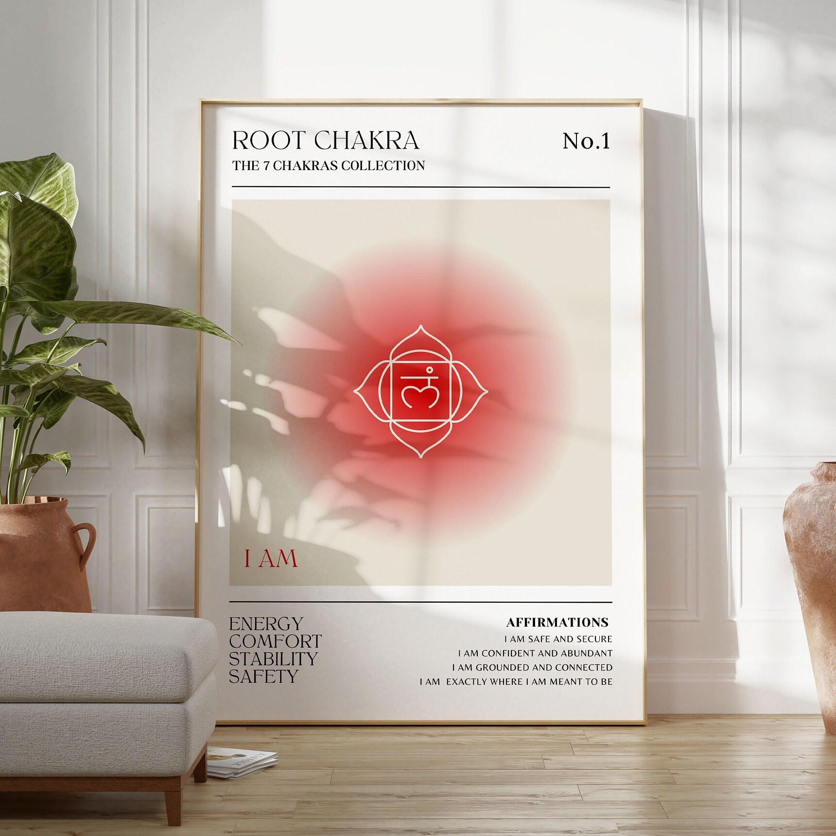 Gradient Aura Red Root Chakra Affirmations Digital Print, Spiritual ...