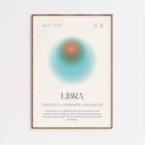 Libra Zodiac Sign Gift Poster, Gradient Aura Libra Wall Art, Libra Gift ...