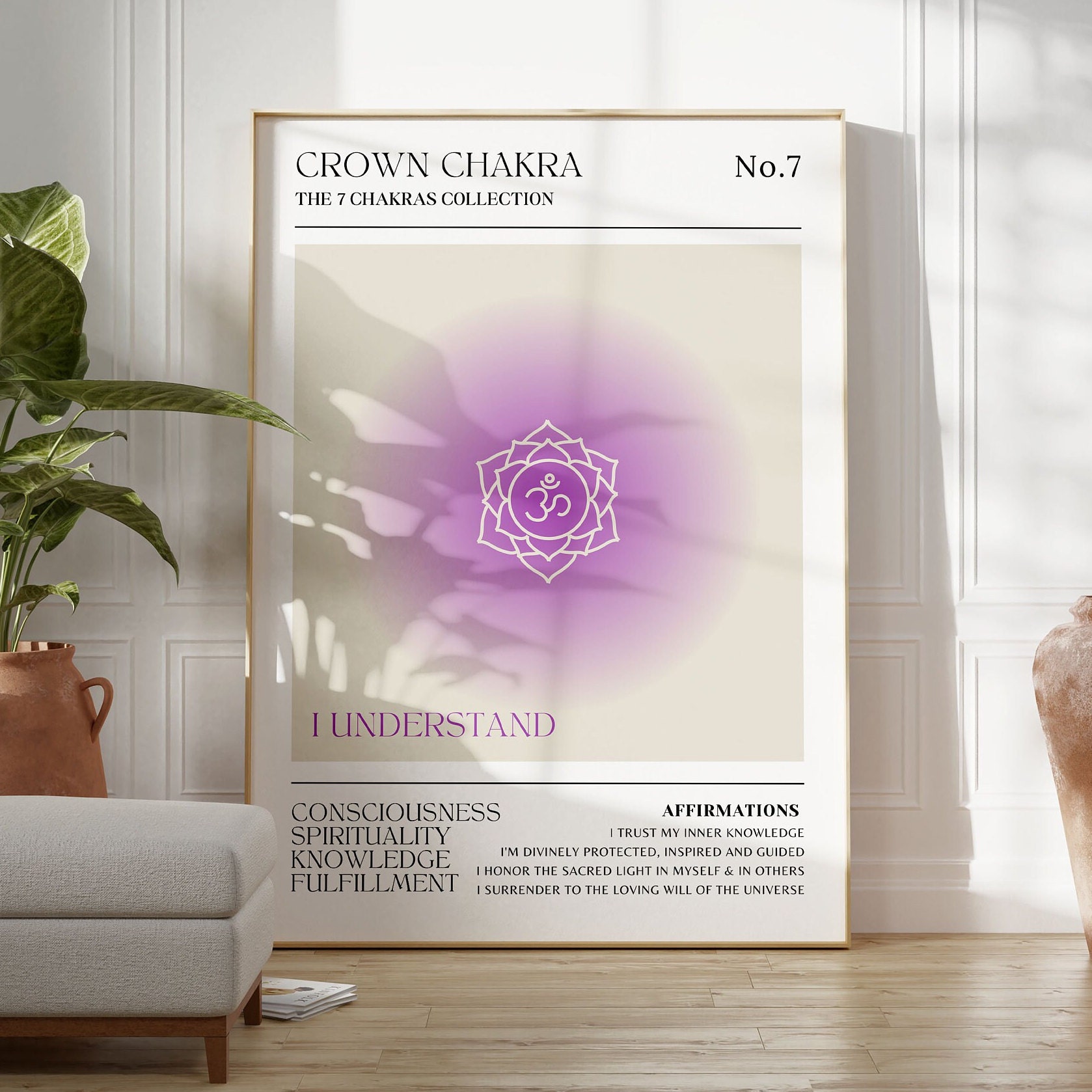 Gradient Aura Purple Crown Chakra Affirmations Digital Print, Spiritual ...