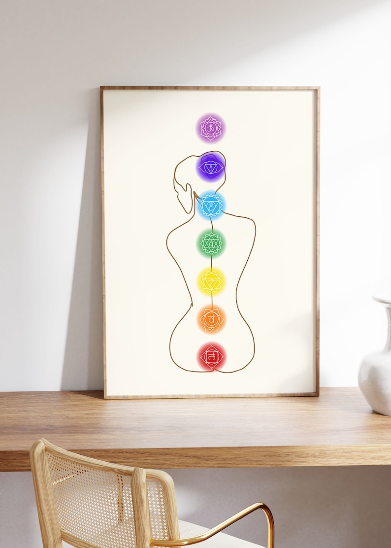 Colorful Gradient Aura Chakras Silhouette Digital Print, Spiritual ...