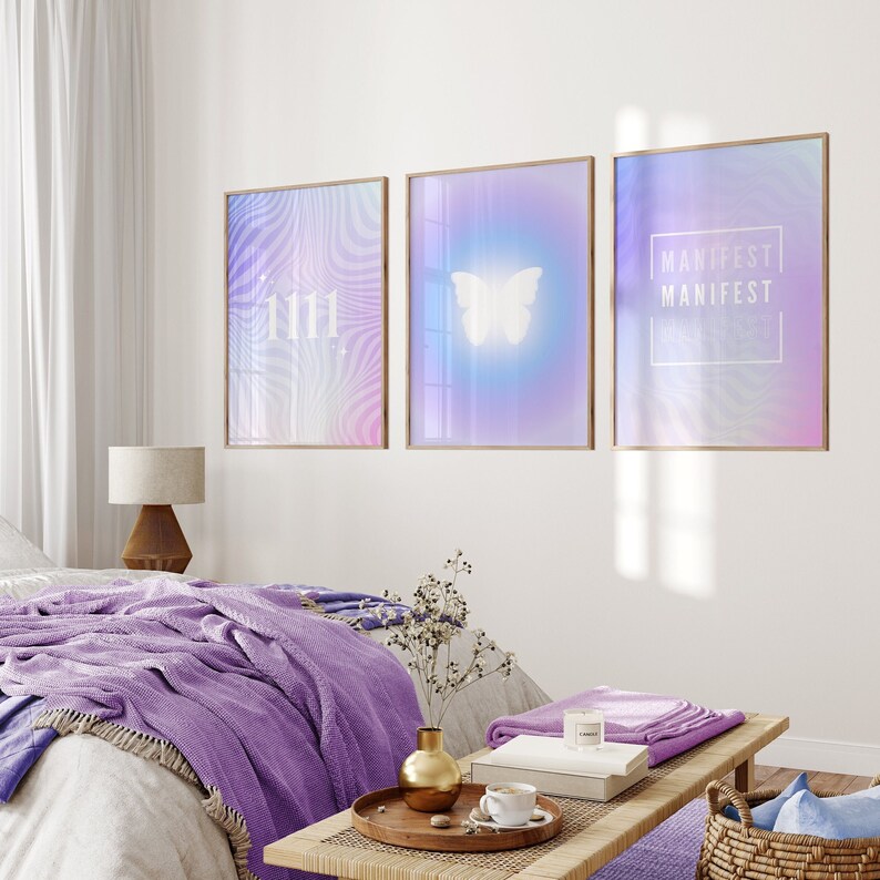 Butterfly Aura Set of 3 Posters Positive Affirmation Retro Gradient ...