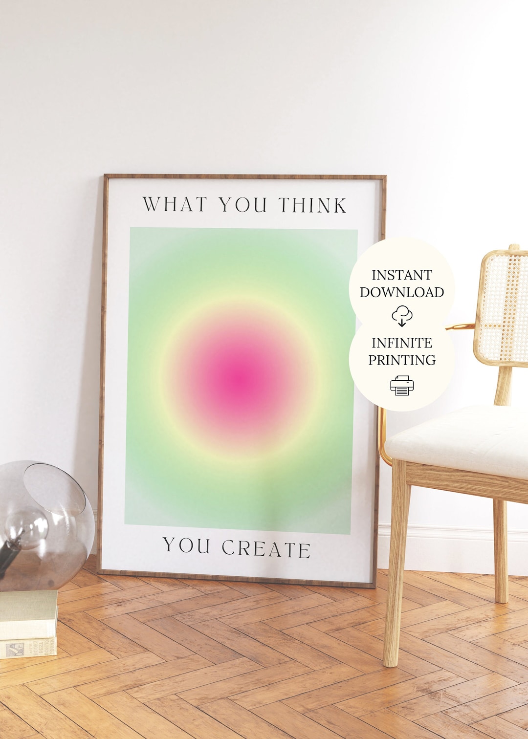 Green Affirmation Aura Poster Positive Energy Print Manifestation ...