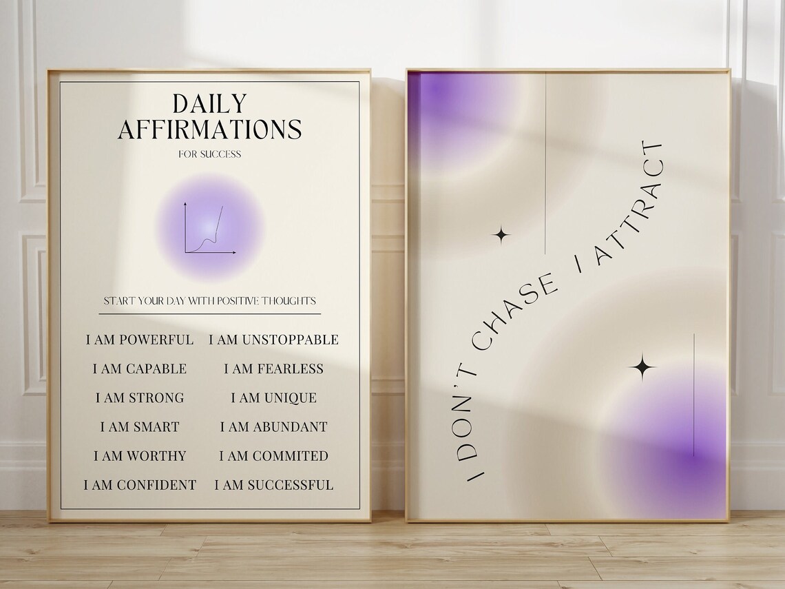 Daily Affirmations Aura Poster, Success Affirmation Print ...