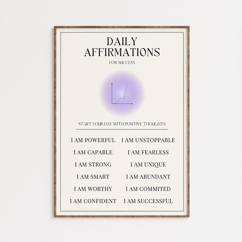 Daily Affirmations Aura Poster, Success Affirmation Print ...