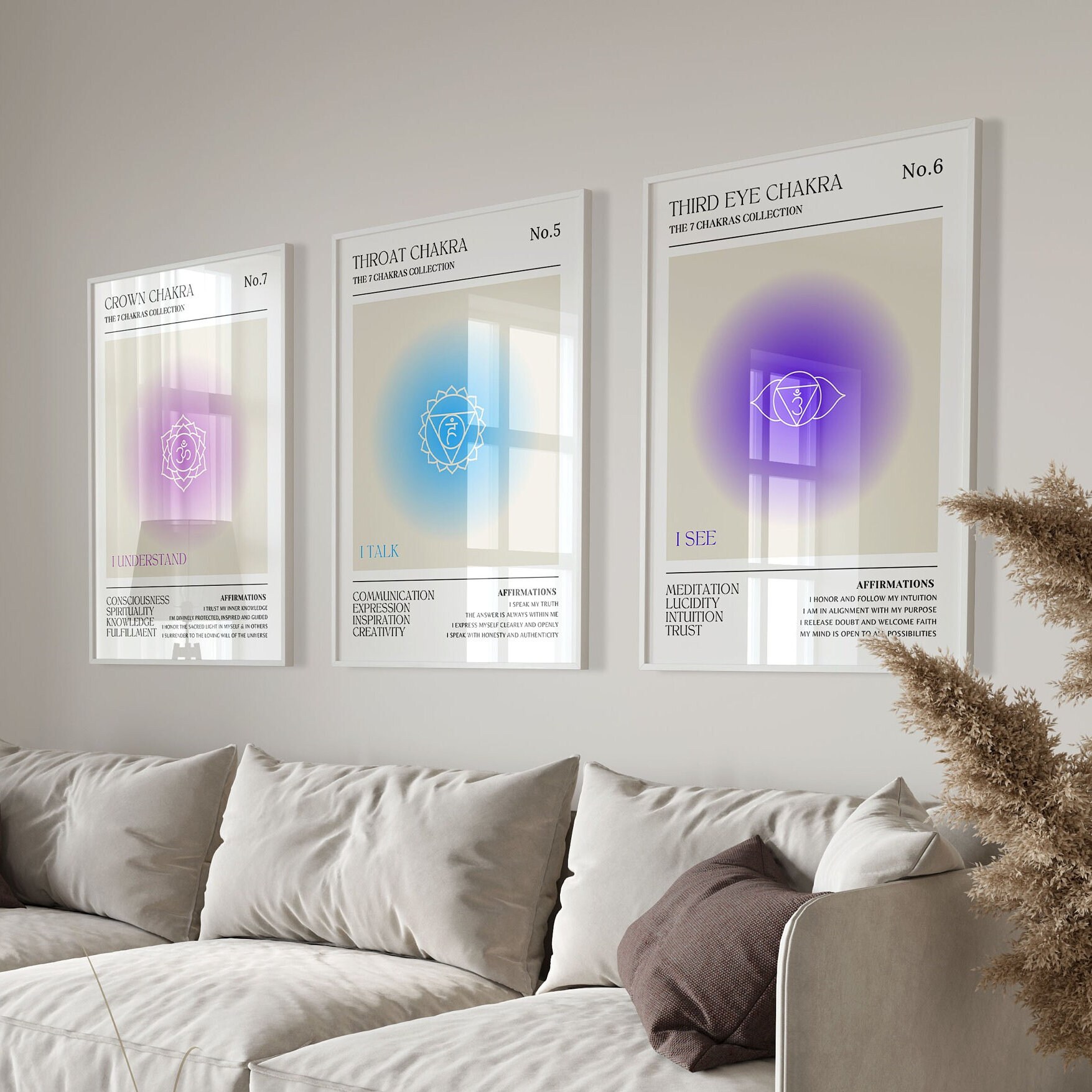 Gradient Aura Indigo Third Eye Chakra Affirmations Digital Print ...