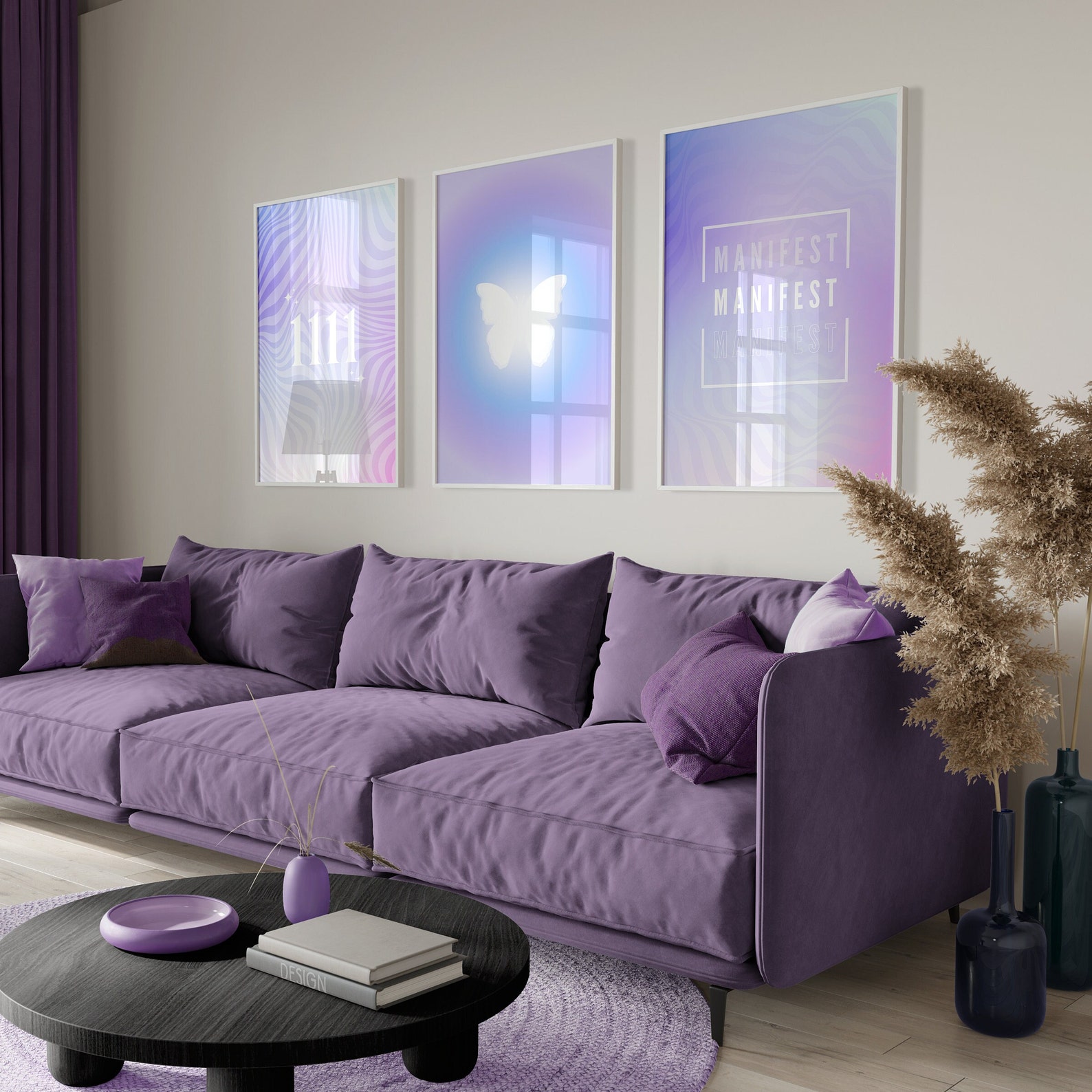 Butterfly Aura Set of 3 Posters Positive Affirmation Retro Gradient ...