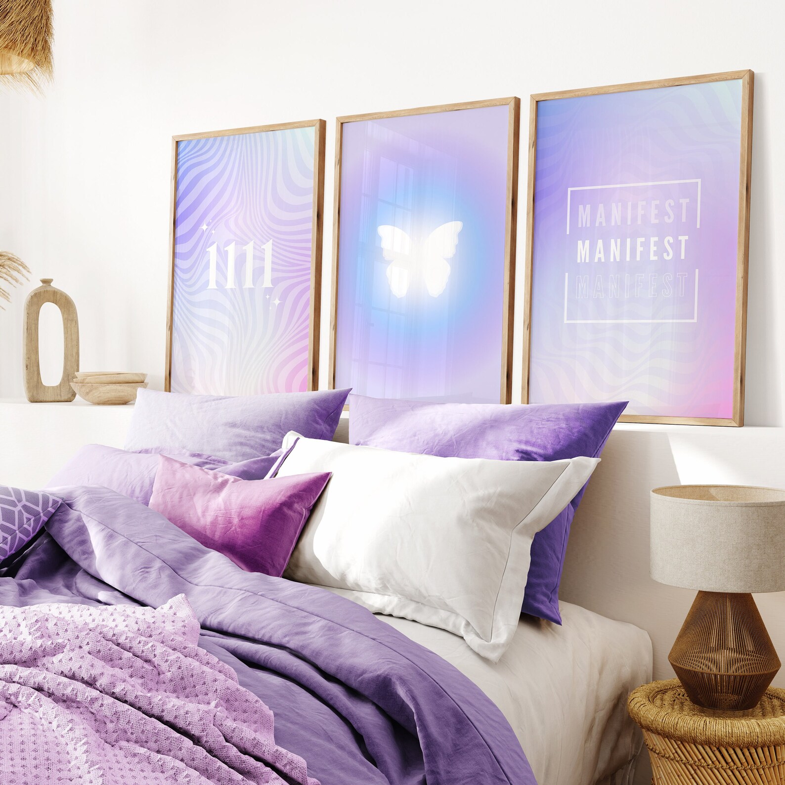 Butterfly Aura Set of 3 Posters Positive Affirmation Retro Gradient ...