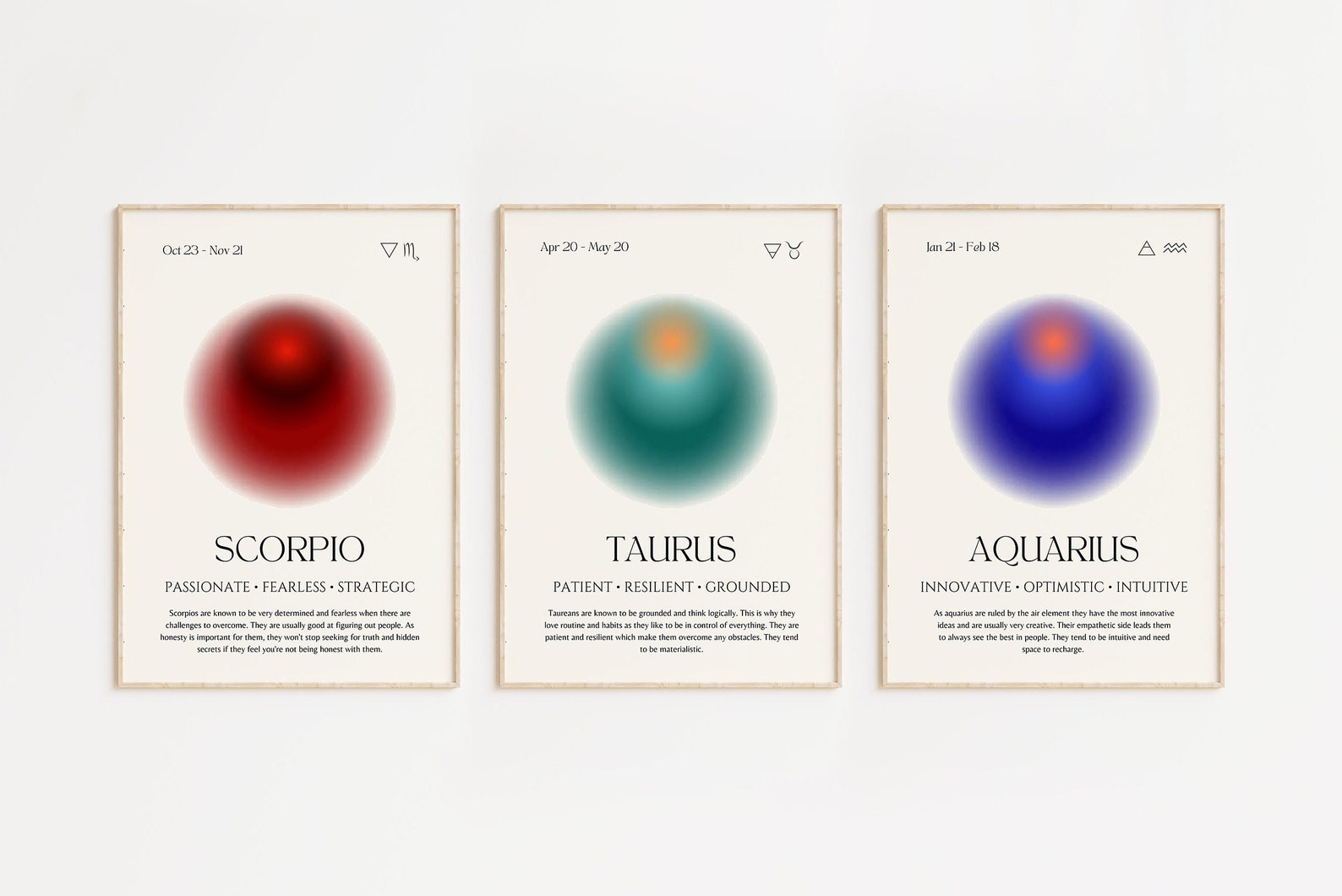 Scorpio Zodiac Sign Gift Poster, Gradient Aura Scorpio Wall Art, Zodiac ...