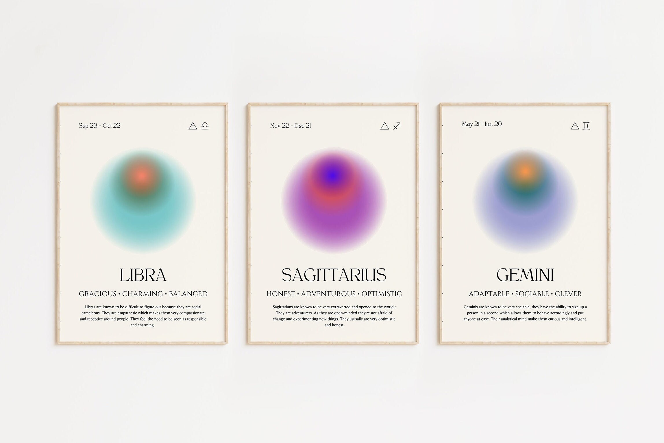 Libra Zodiac Sign Gift Poster, Gradient Aura Libra Wall Art, Libra Gift ...