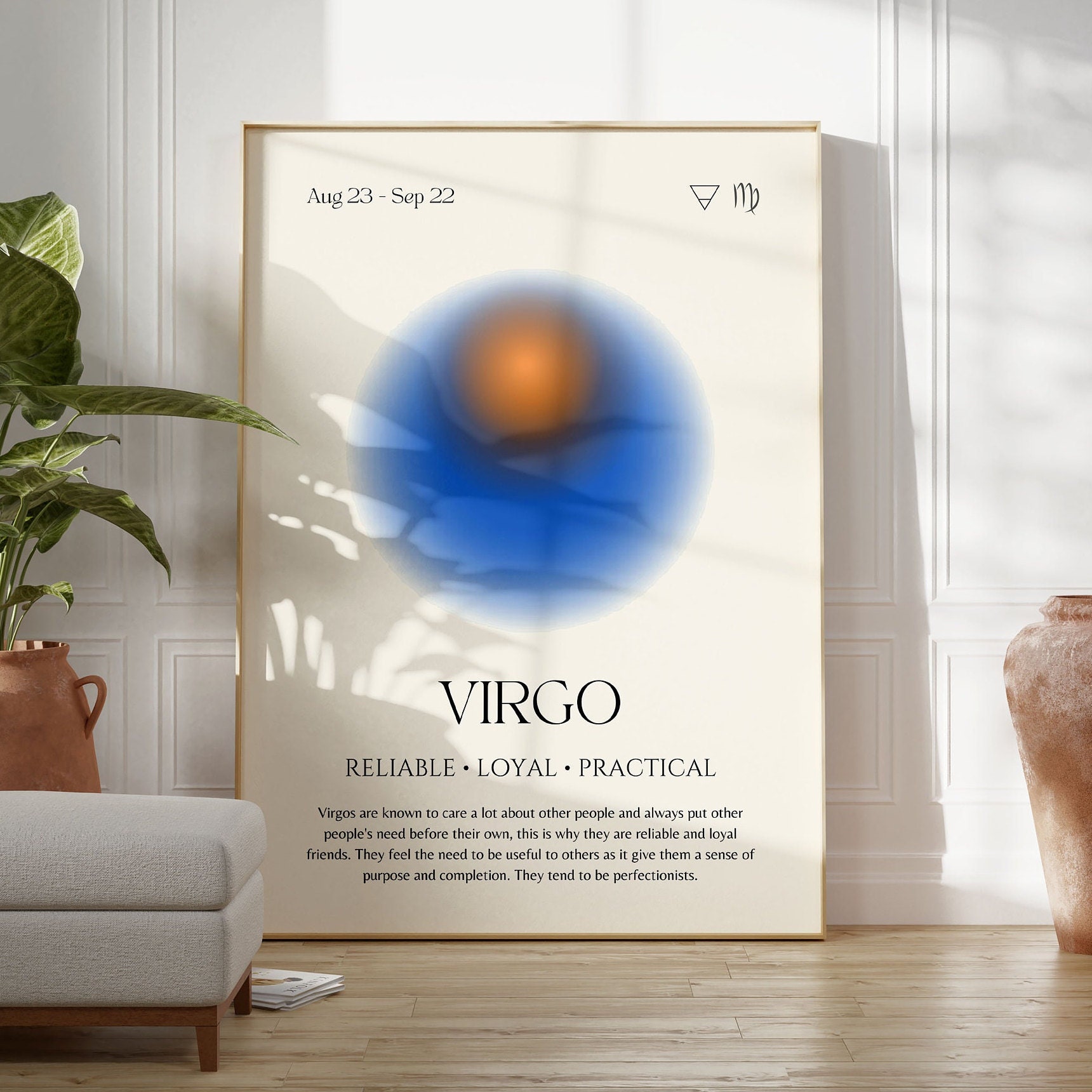 Virgo Zodiac Sign Gift Poster, Gradient Aura Virgo Wall Art, Zodiac ...
