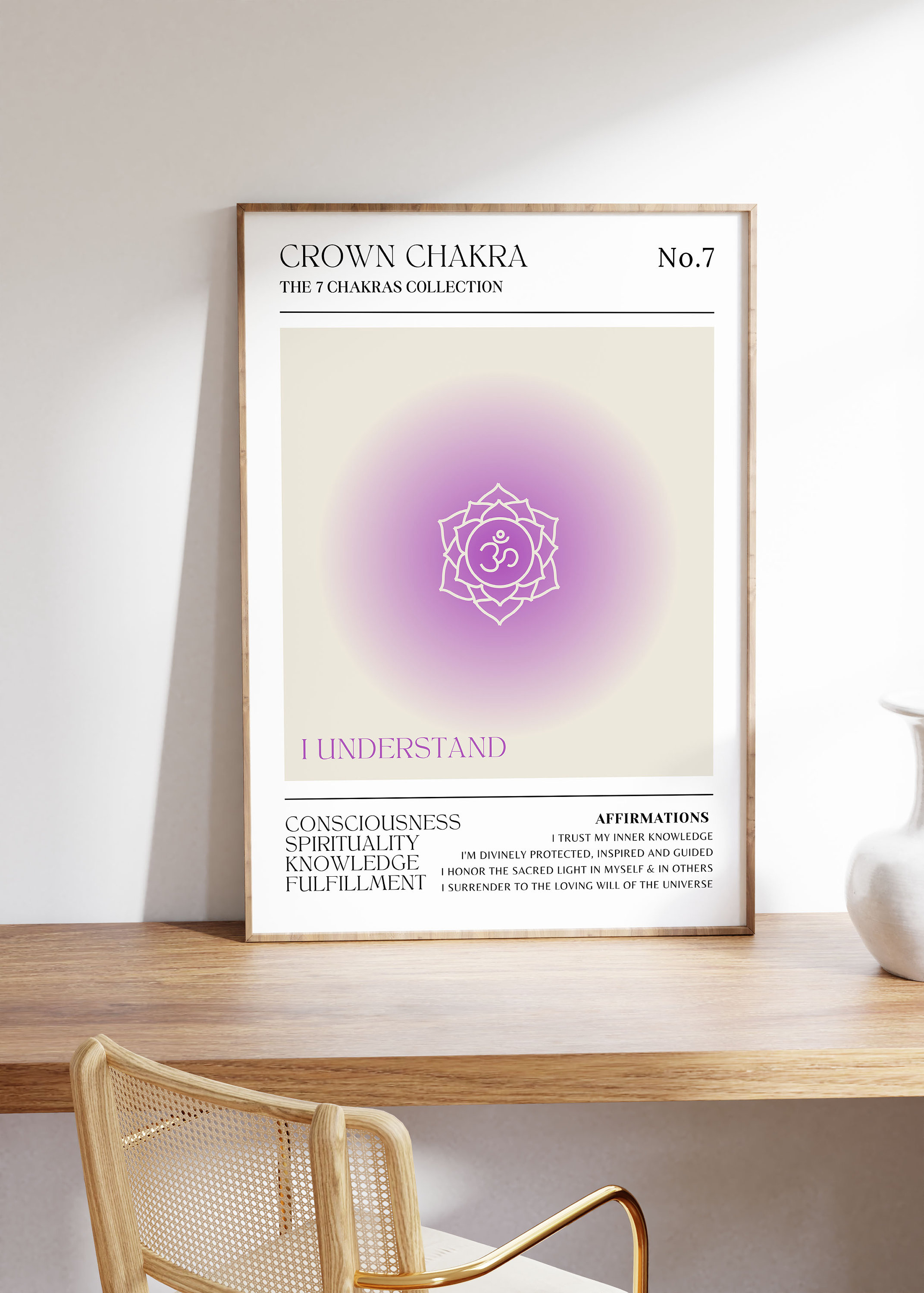 Gradient Aura Purple Crown Chakra Affirmations Digital Print, Spiritual ...