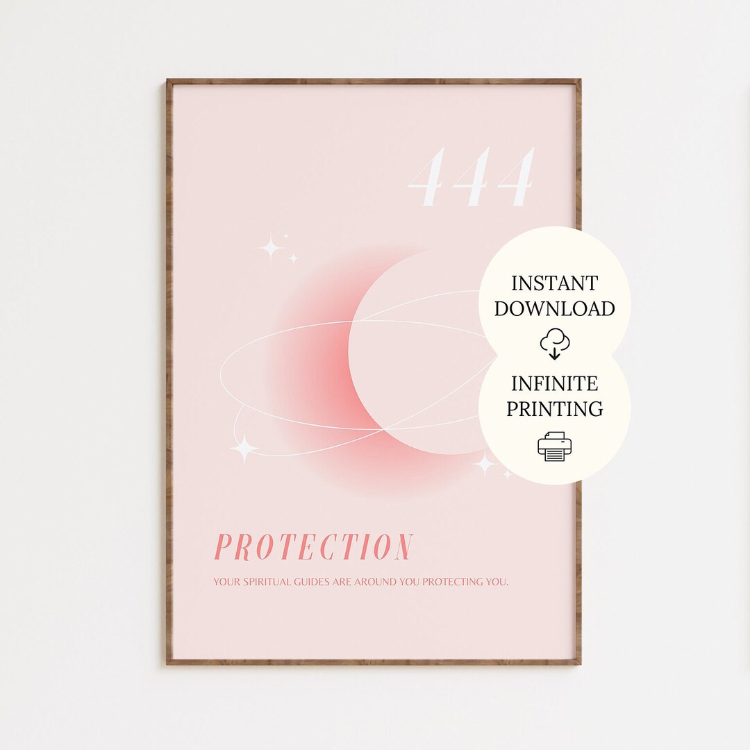 Pink Gradient Aura Poster, 444 Angel Number Print, Preppy Girly Room ...