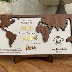 Personalized Retirement Gift: World Map Farewell Plaque - Etsy