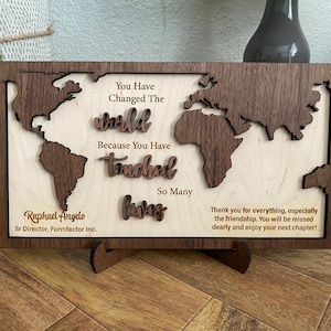 Personalized Retirement Gift: World Map Farewell Plaque - Etsy