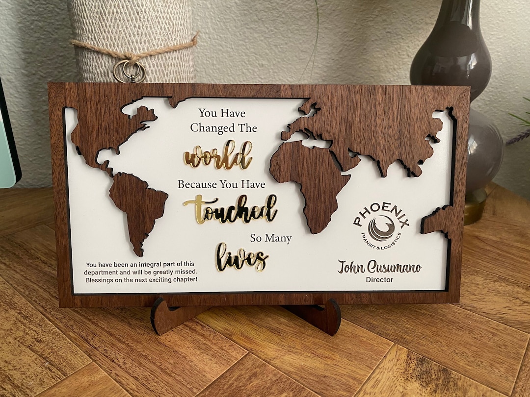 Personalized Retirement Gift: World Map Farewell Plaque - Etsy