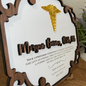Personalized Medical Retirement Plaque: Walnut & Acrylic Caduceus Gift ...