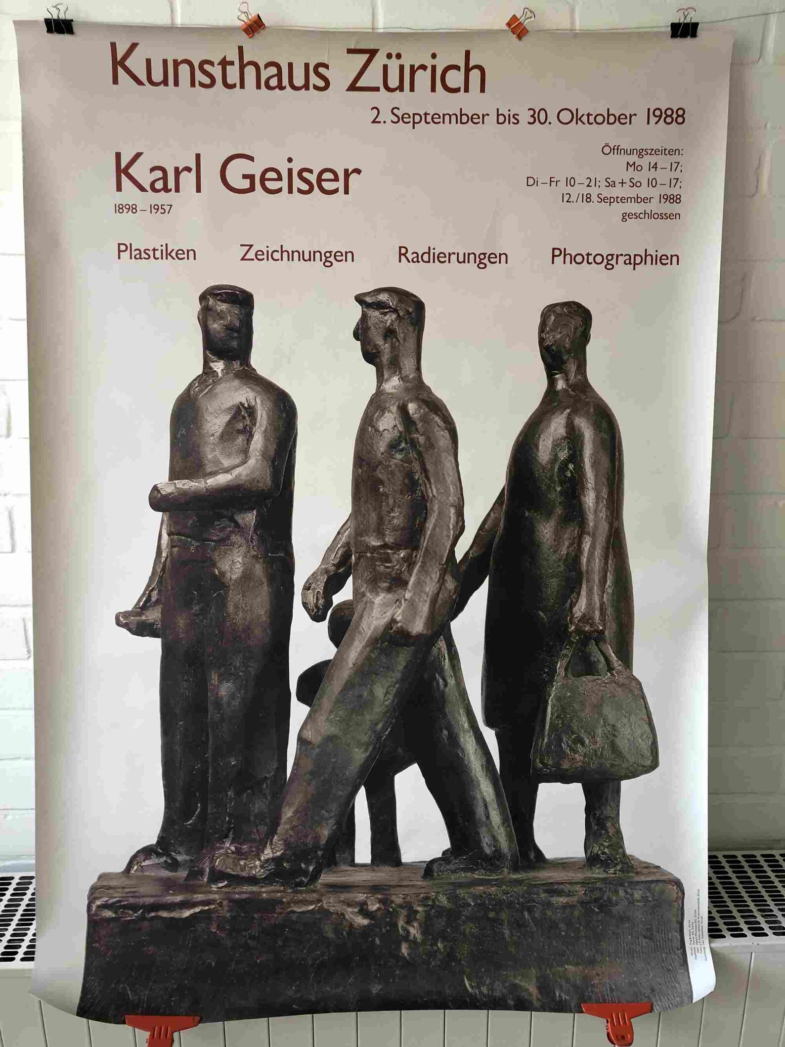 Großes Original Poster, Karl Geiser, Kunsthaus Zürich, 1988, Plastiken ...