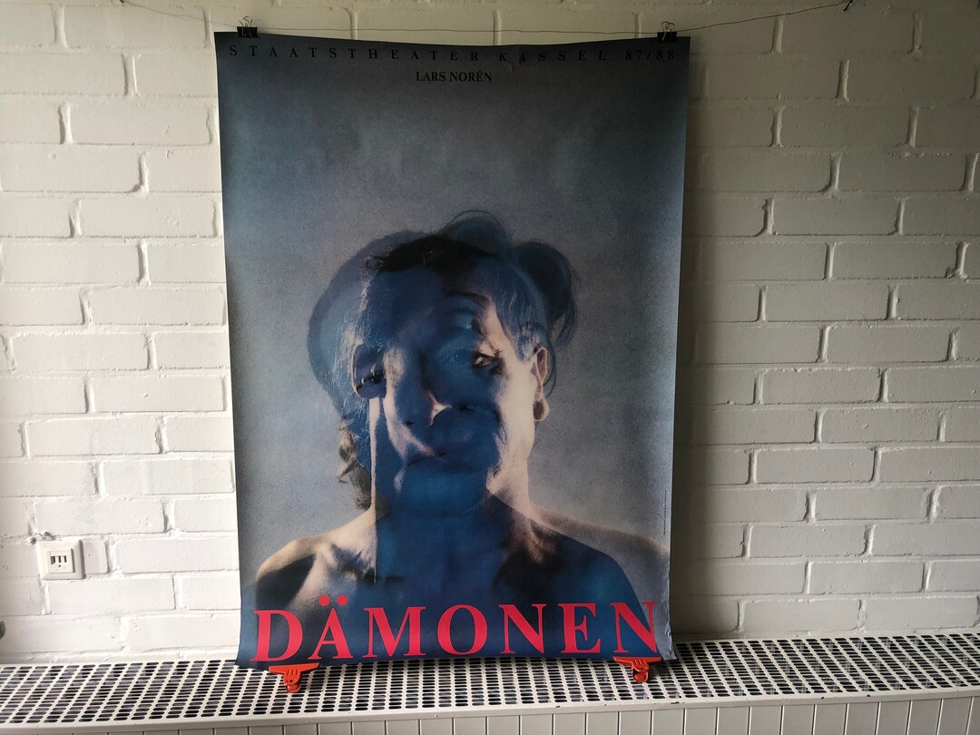 Large Original Poster, 1987, Demons, Lars Norén, Theater, State Theater, Kassel, Acting ...