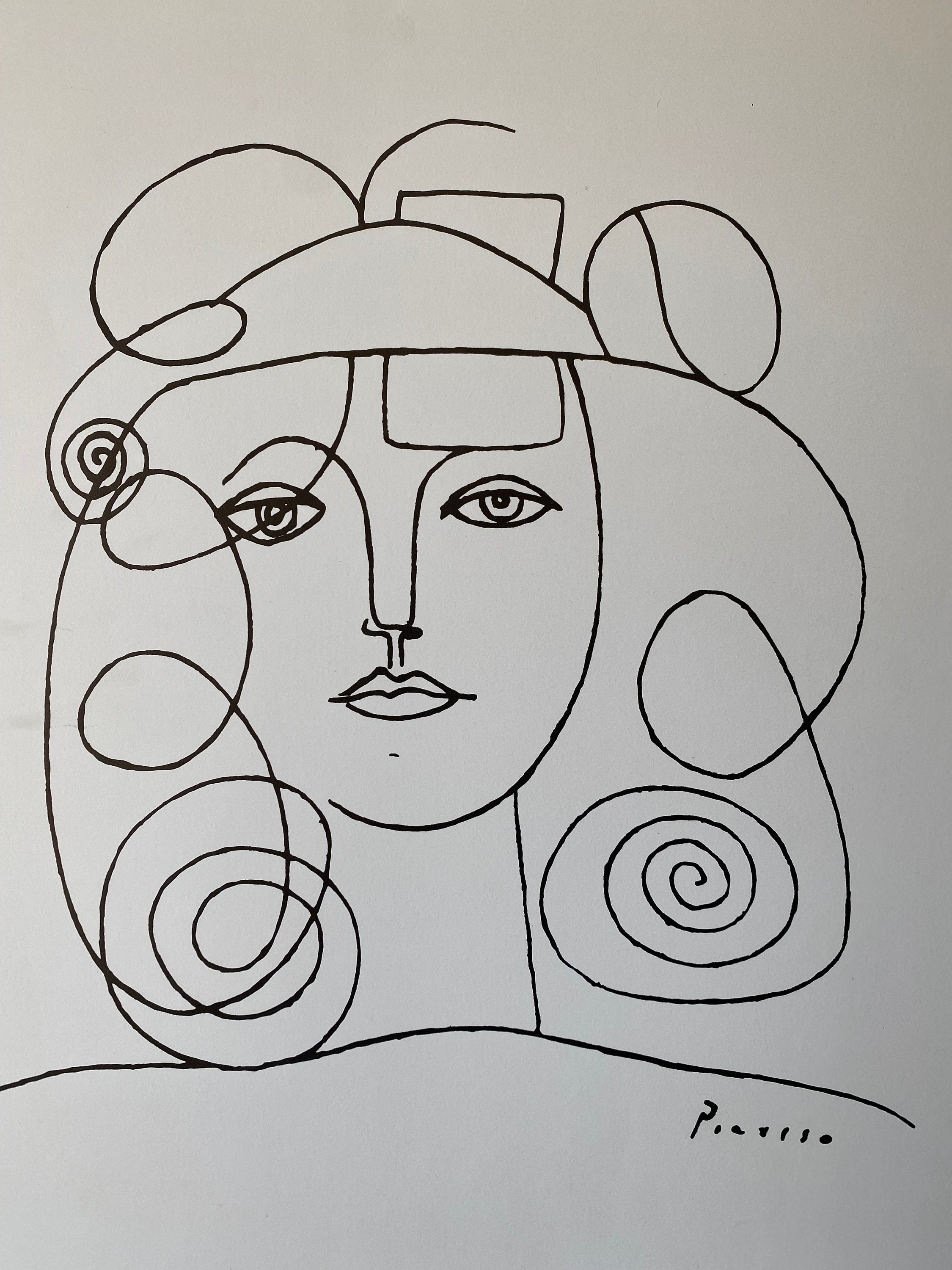 Small Original Poster, Pablo Picasso, Portrait, Woman, Line Drawing ...