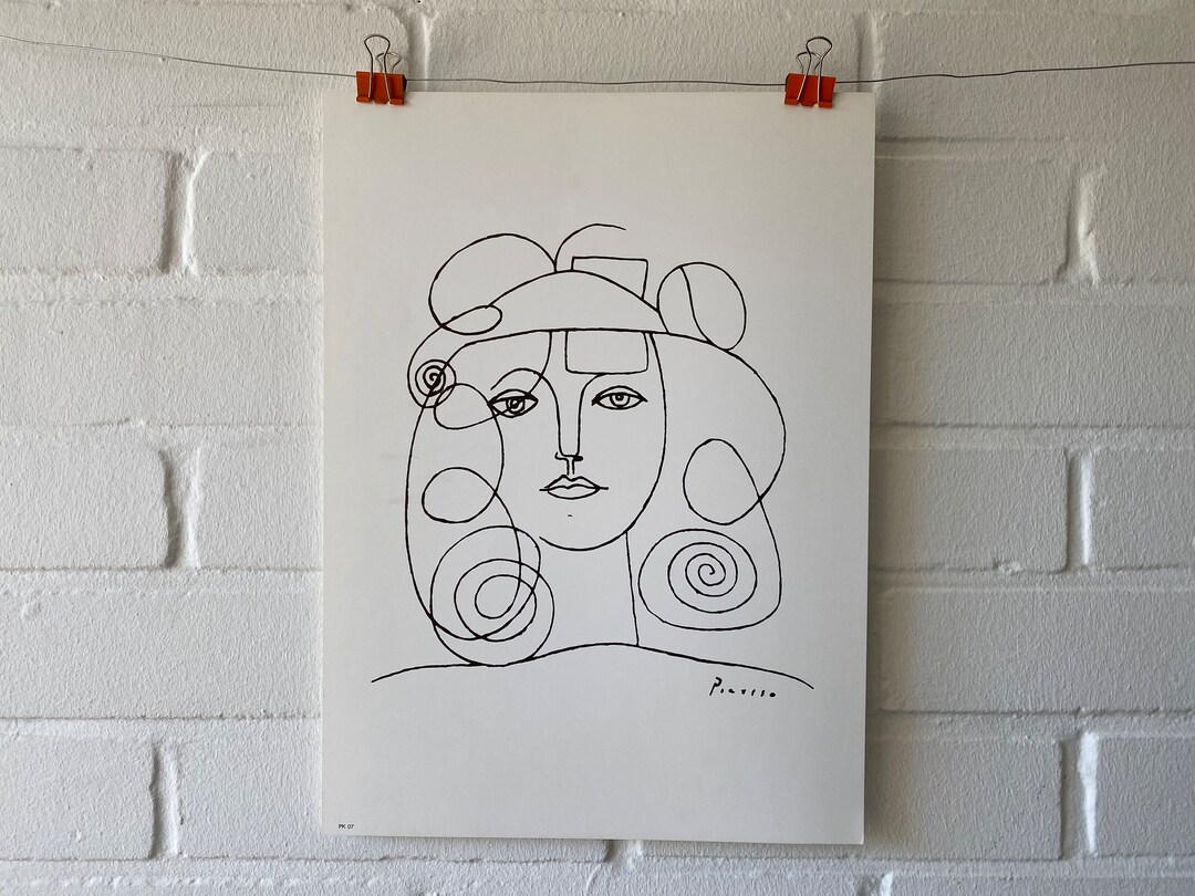 Small Original Poster, Pablo Picasso, Portrait, Woman, Line Drawing ...