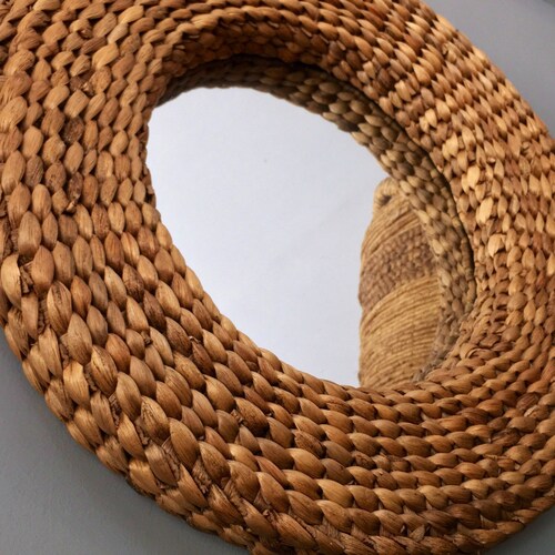 Banana Leaf Mirror Handwoven Rustic Style Organic Rope - Etsy