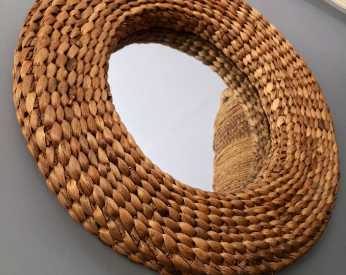 Banana Leaf Mirror - Handwoven Rustic Style Organic Rope Decorative ...
