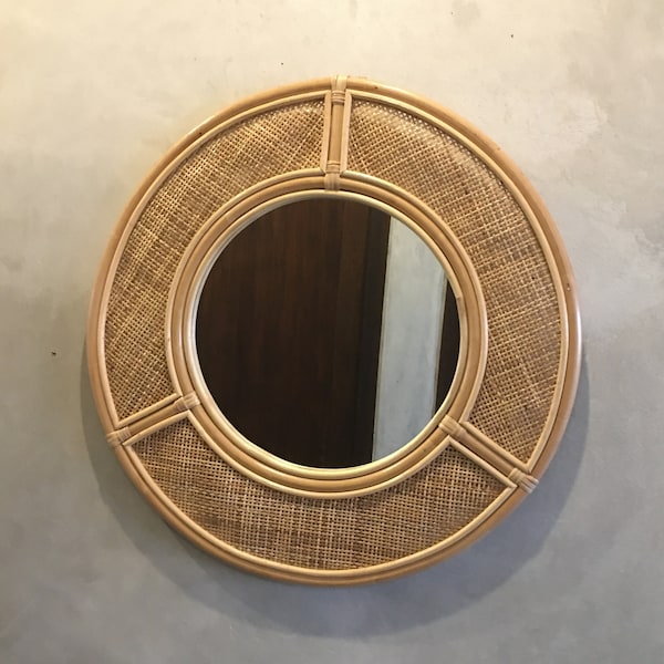 Large Wicker Rattan Wall Mirror - Etsy UK