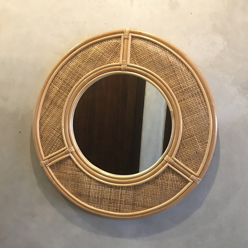 Round Wicker Frame Mirror - Etsy