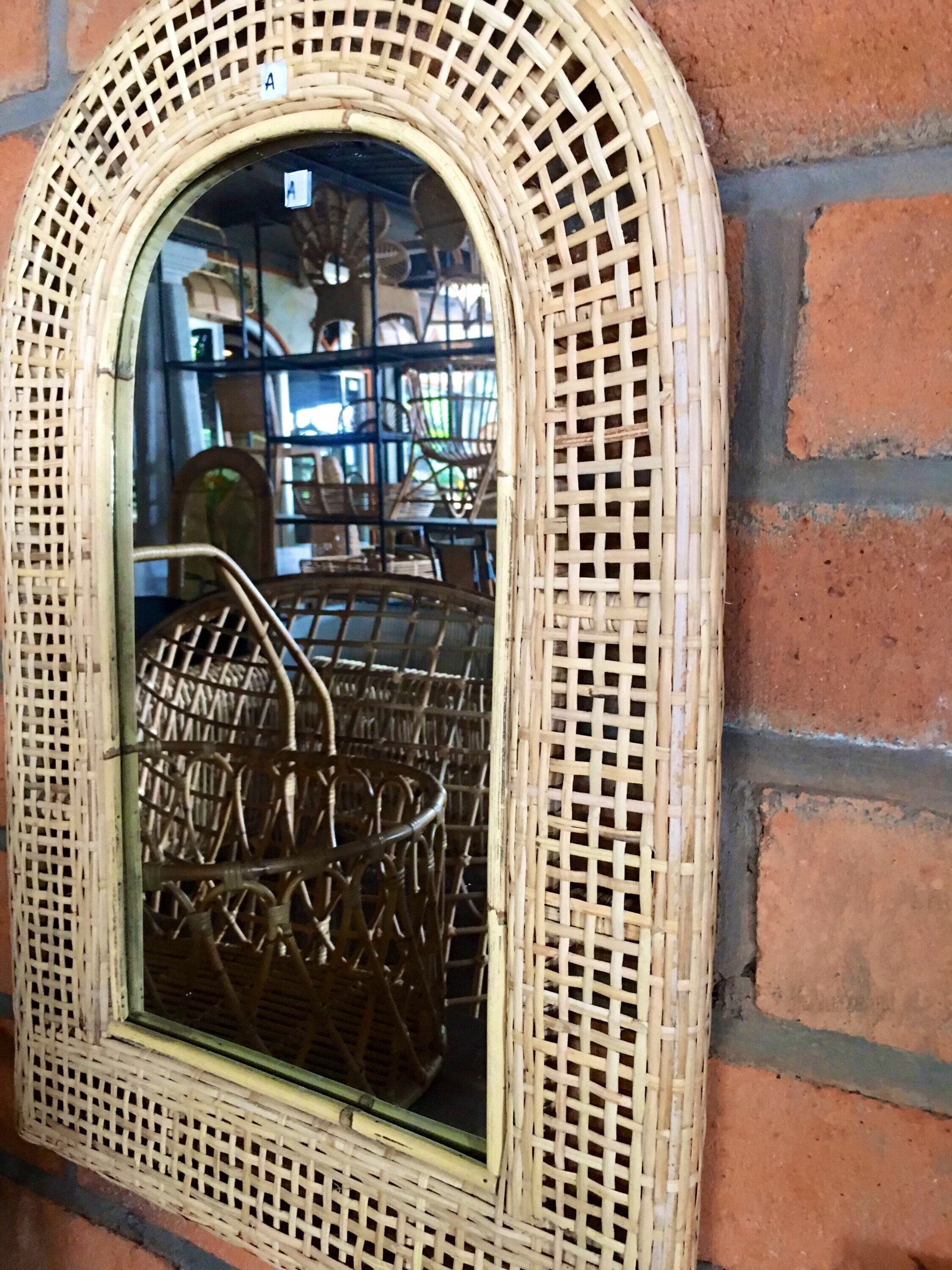Rattan Woven Mirror Large Arsh Mirror Rattan Arched Mirror - Etsy