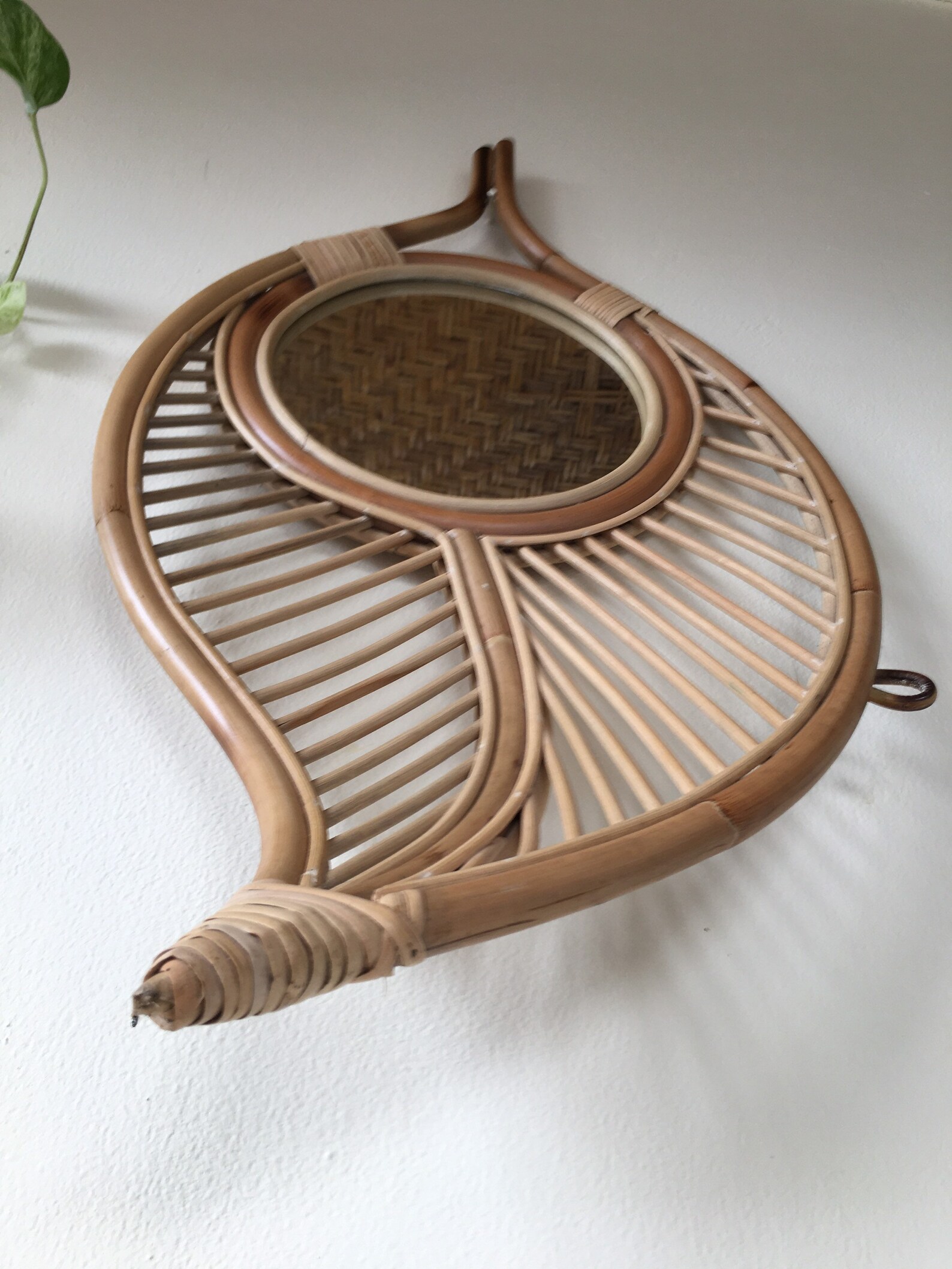 Rattan Wall Decor Leaf Shape Mirror Leaf Shape Rattan - Etsy