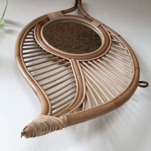 Rattan Wall Decor, Leaf Shape Mirror, Leaf Shape Rattan Mirror, Rattan ...