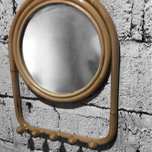 Entryway Round Mirror With Hooks Rattan Mirror Hooked Hook | Etsy