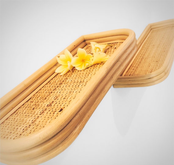 Rattan Wall Shelf Rattan Minimalist Shelf Rattan Simple Rack Floating ...