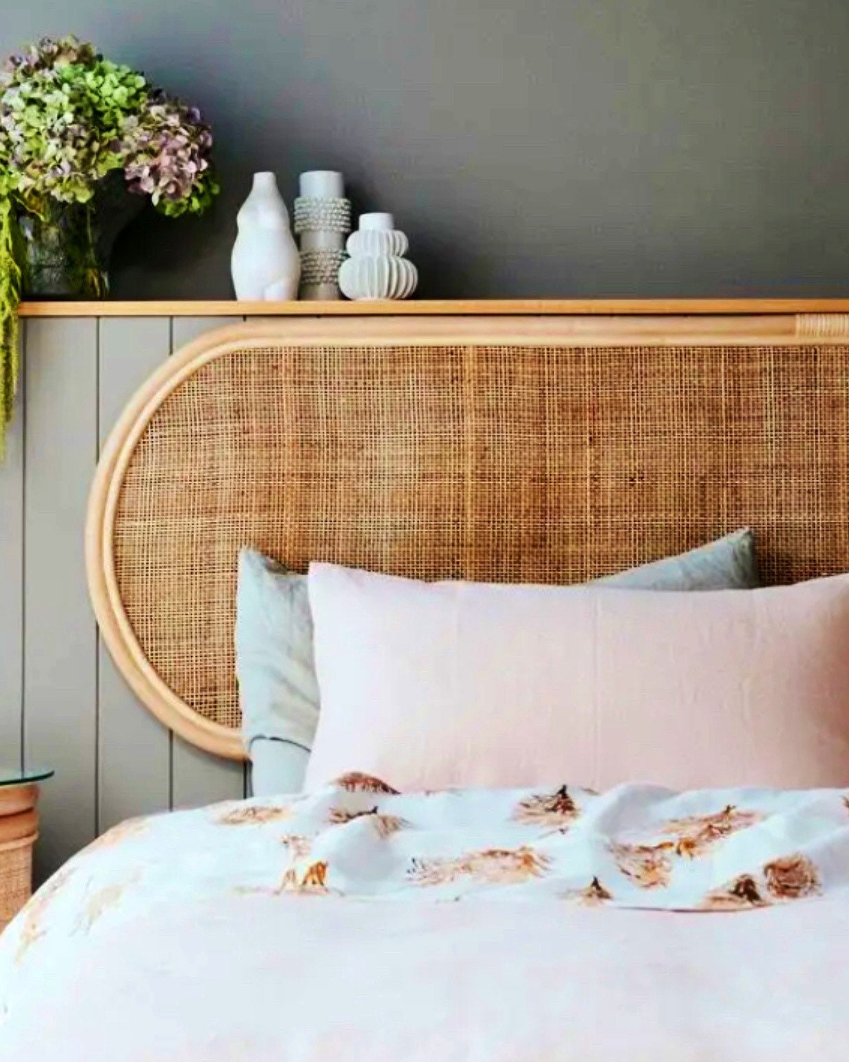 Square Cane Webbing Bedhead - Natural Rattan Handmade Headboard - Wall ...