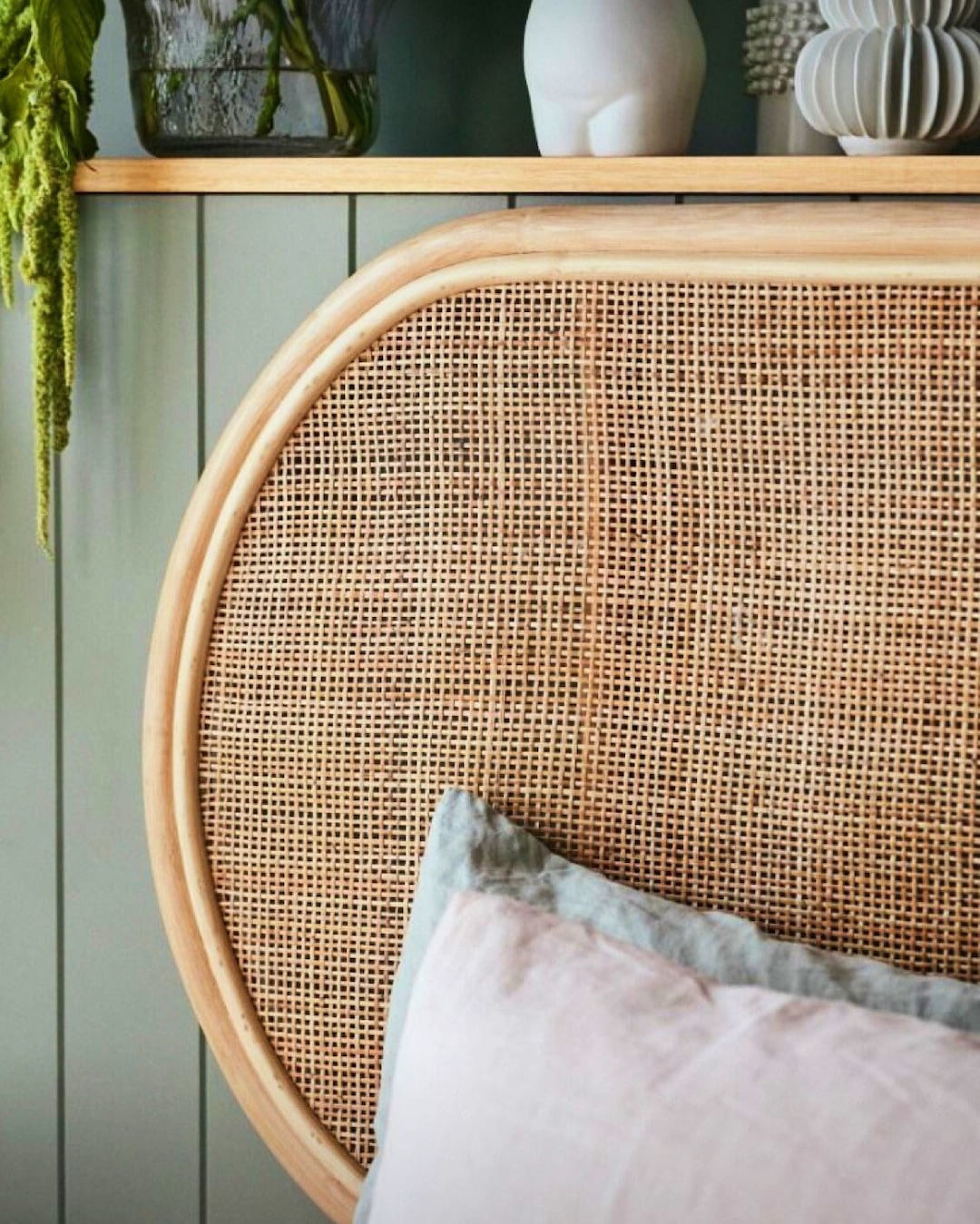 Square Cane Webbing Bedhead - Natural Rattan Handmade Headboard - Wall ...