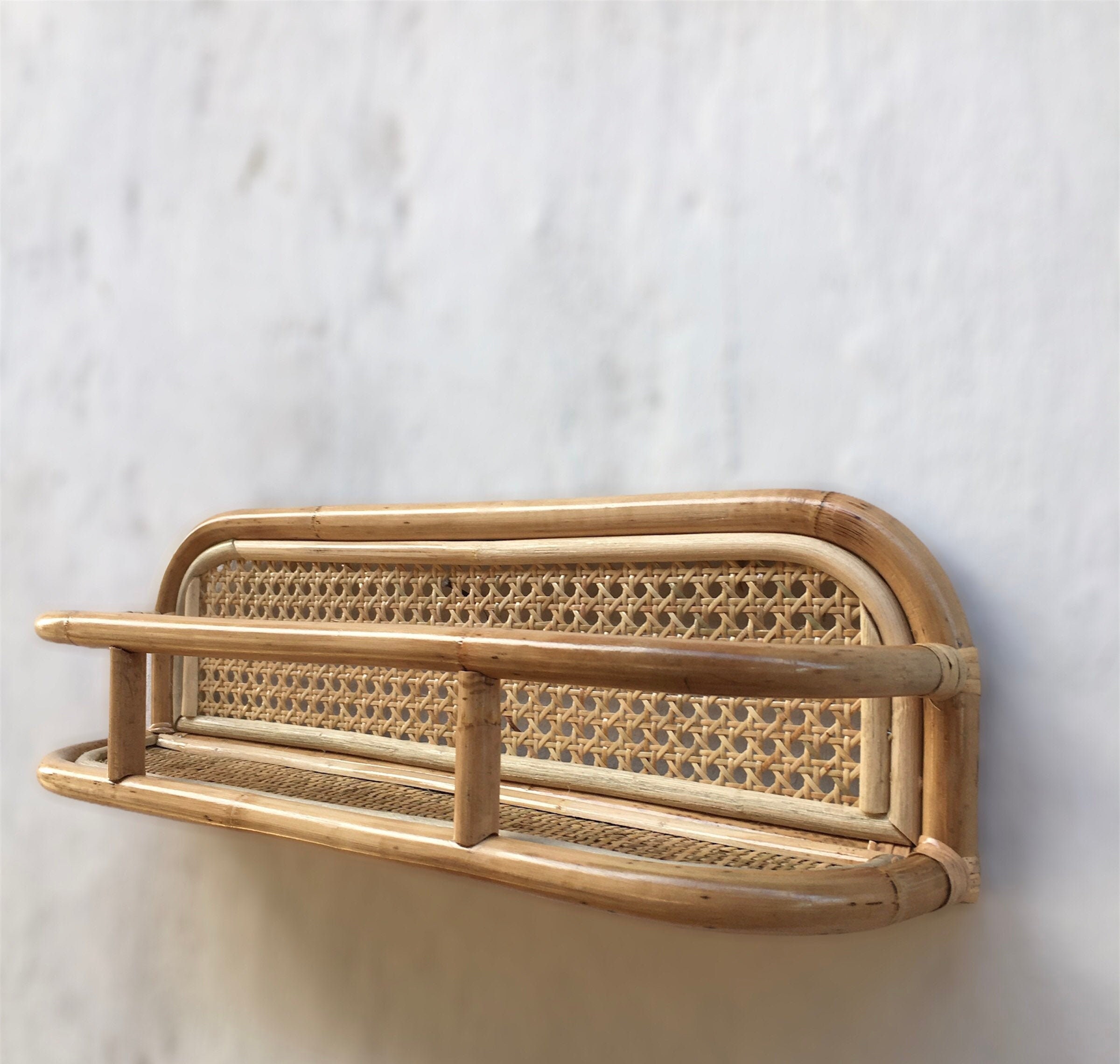 1960*s Big Size Vintage Style Shelf, 20 Inch, Cane Webbing 1960*s Big Size Vintage Style Shelf, 20 Inch, Cane Webbing