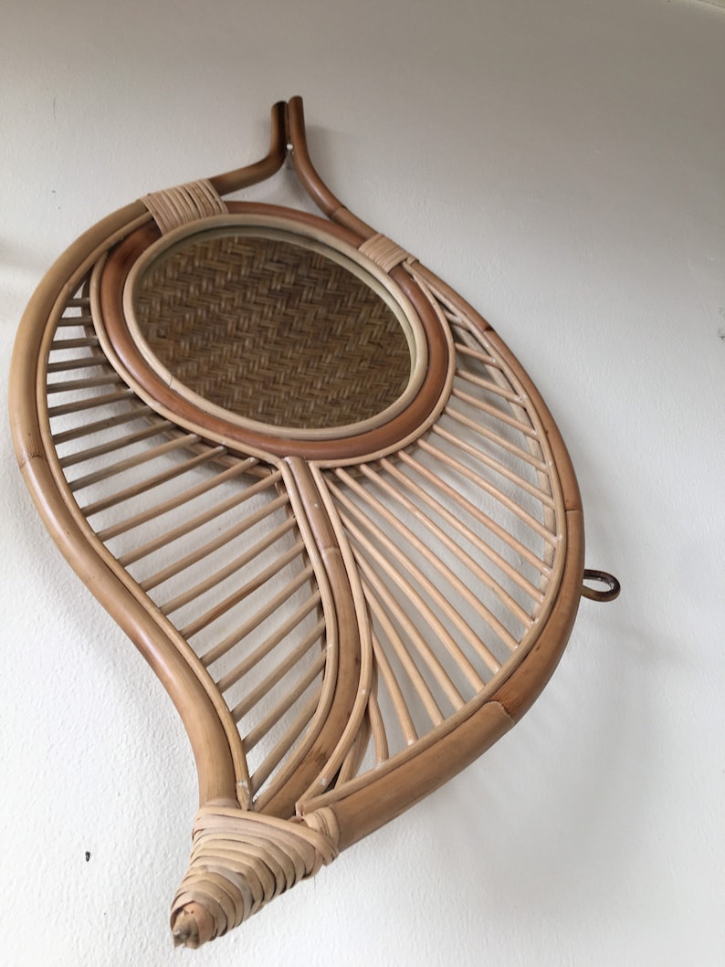 Rattan Wall Decor Leaf Shape Mirror Leaf Shape Rattan - Etsy
