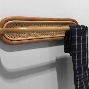 20 Rattan Large Towel Hanger, Rattan Towel Bar, Wicker Towel Shelf ...