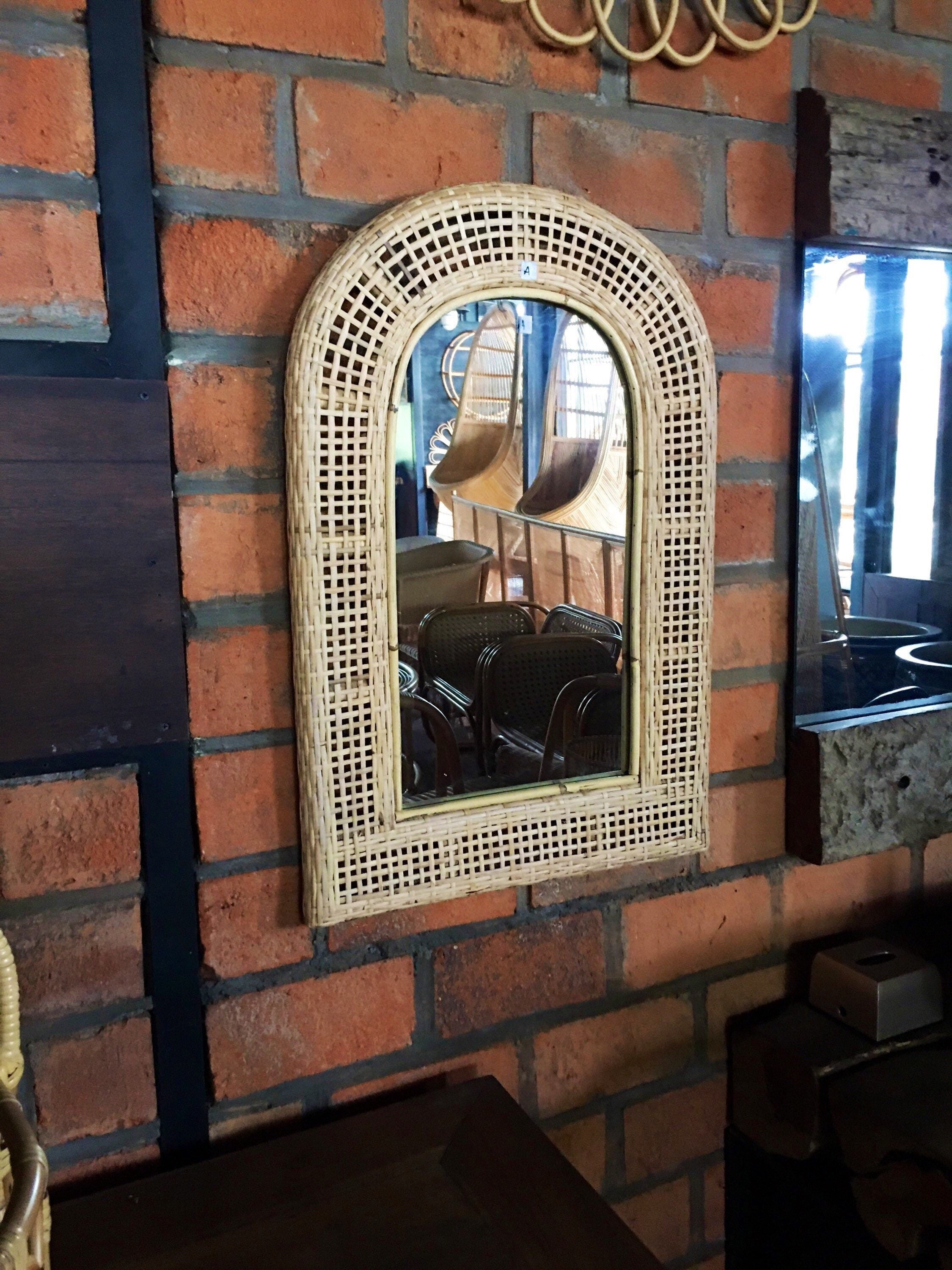 Rattan Woven Mirror Large Arsh Mirror Rattan Arched Mirror - Etsy