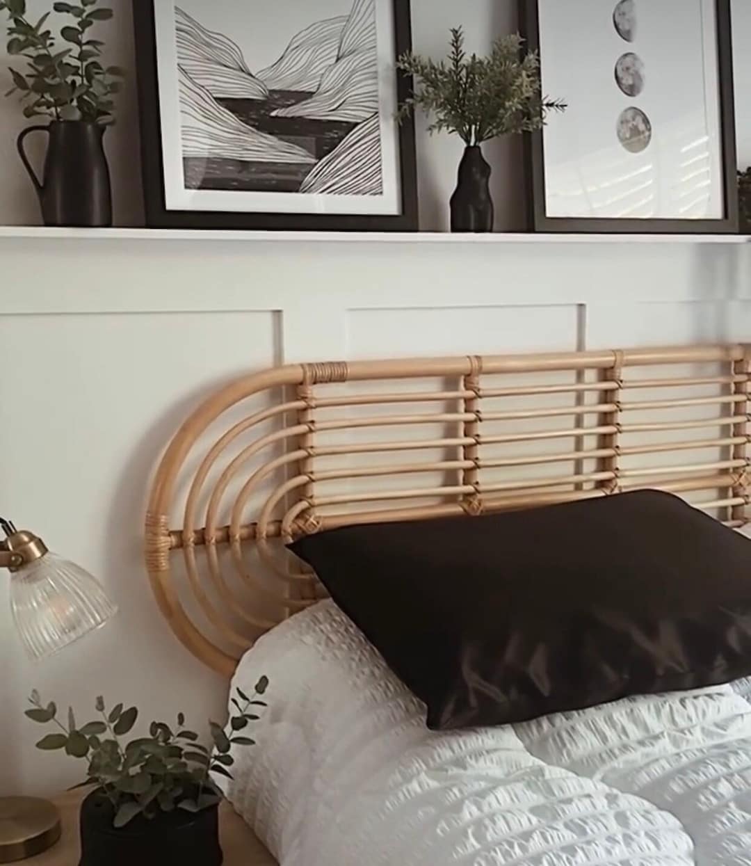 Natural Rattan Oval Headboard - Handmade Wall Mounted Bedhead for Boho ...