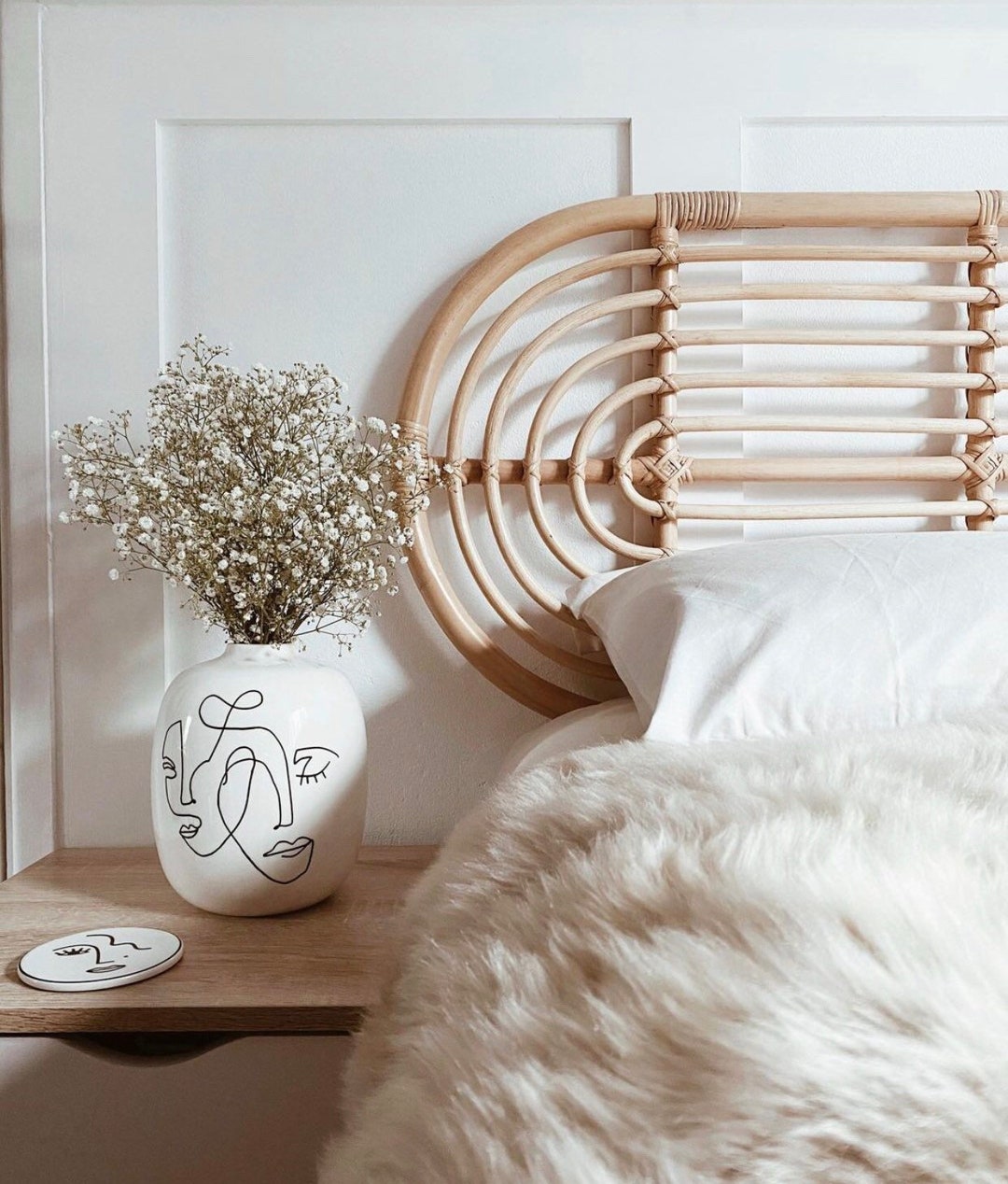 Natural Rattan Oval Headboard - Handmade Wall Mounted Bedhead for Boho ...