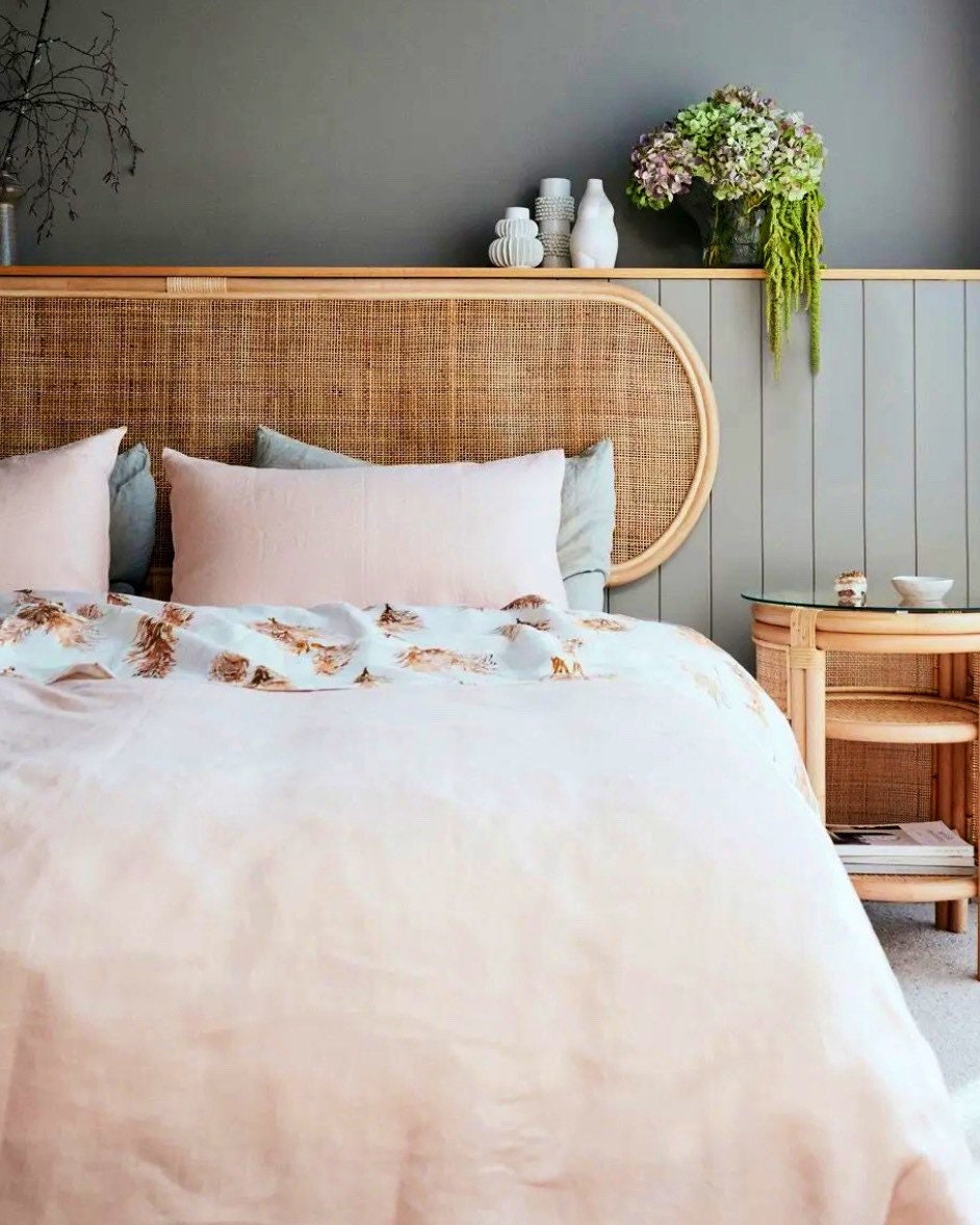 Square Cane Webbing Bedhead - Natural Rattan Handmade Headboard - Wall ...
