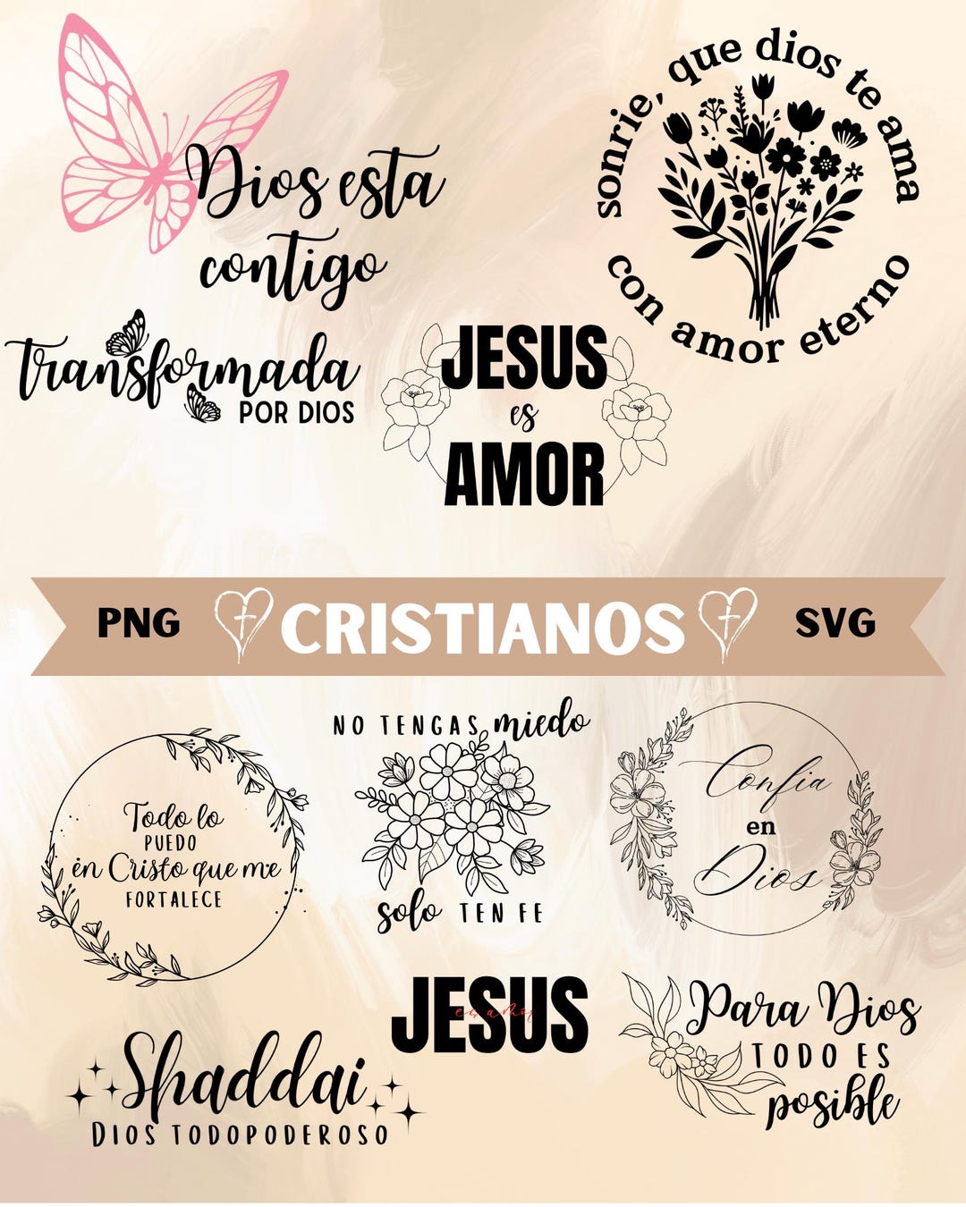 Frases Cristianas Svg Png Spanish Sayings Svg Bundle Frases Motivadoras ...