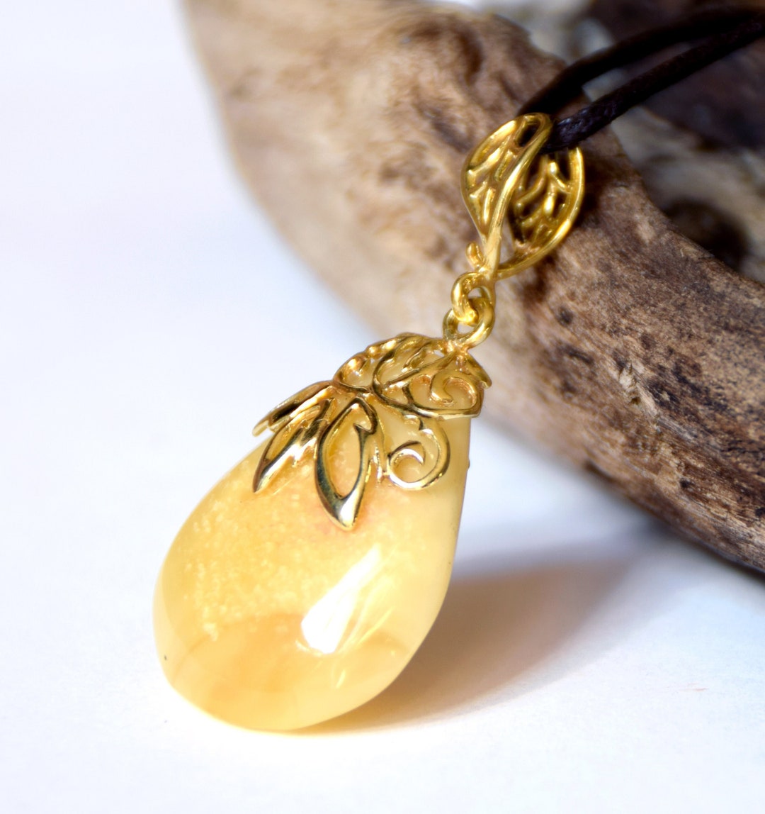 MJ Baltic Natural Amber Pendant Silver, 14k Gold Plated, Imperial Amber, Drop, BZW031 - Etsy