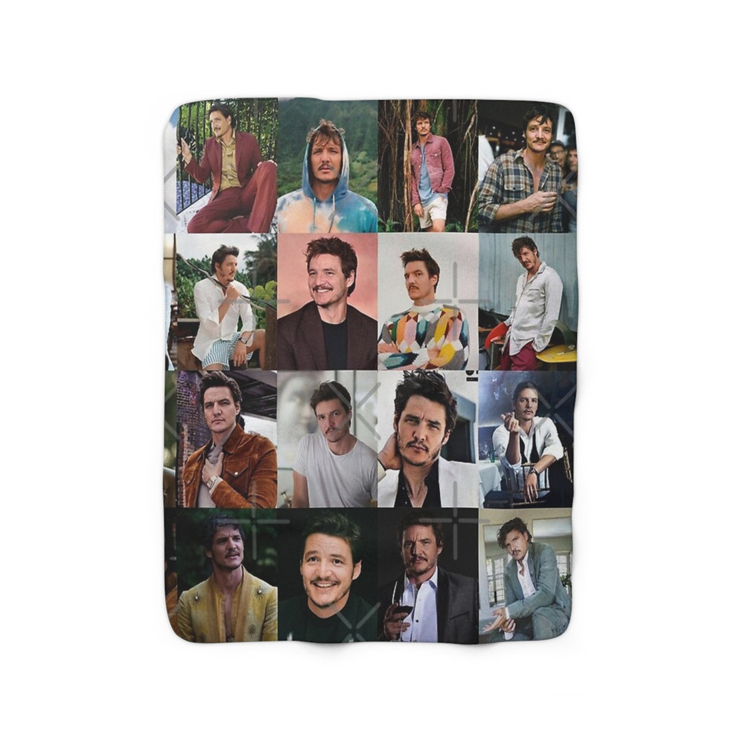 Pedro Pascal Photo Collage 3 Sherpa Fleece Throw Blanket | Pedro Pascal ...