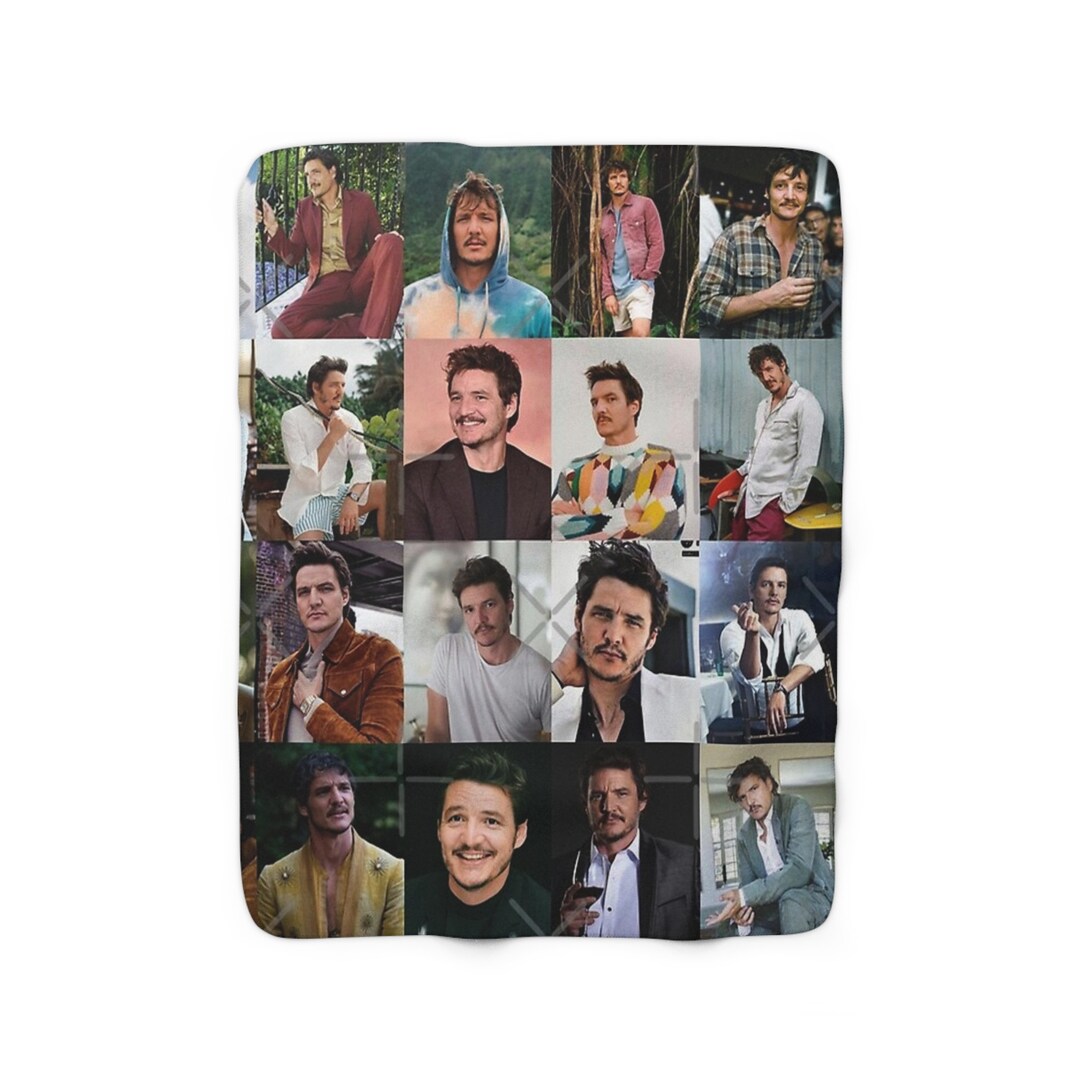 Pedro Pascal Photo Collage 5 Sherpa Fleece Throw Blanket | Pedro Pascal ...